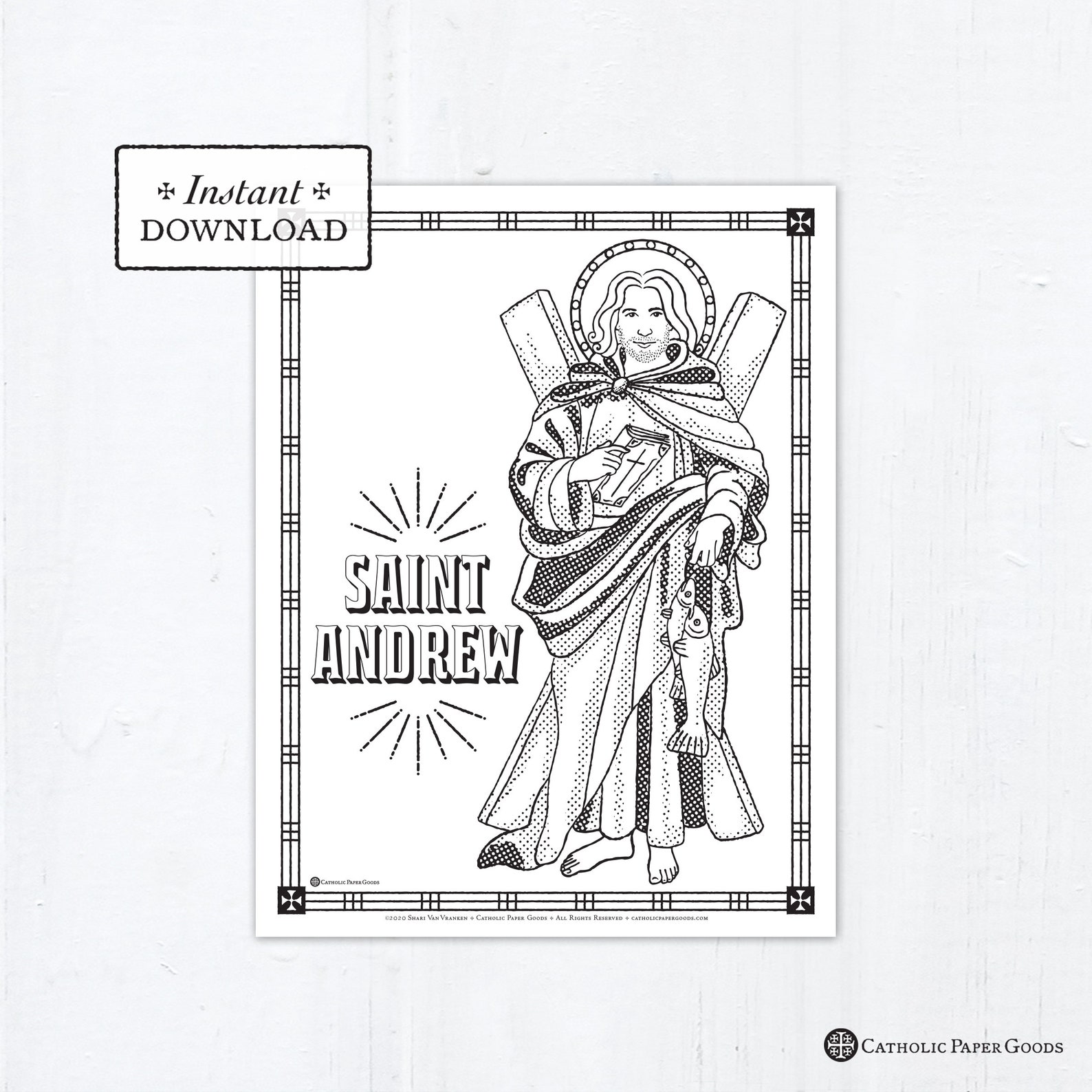 Catholic Coloring Page Saint Andrew Catholic Saints | Etsy