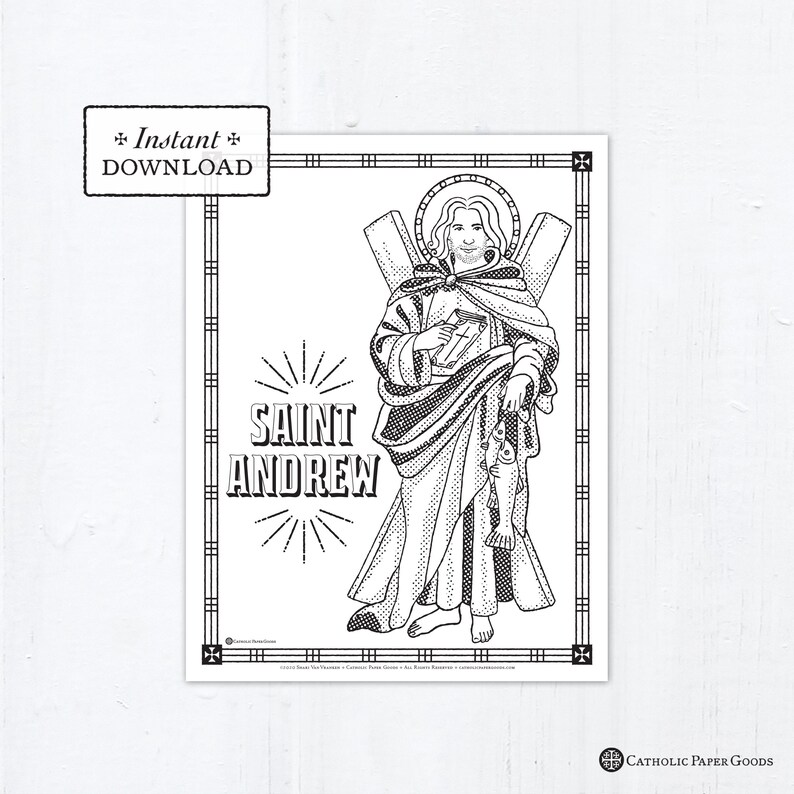 Catholic Coloring Page Saint Andrew Catholic Saints - Etsy