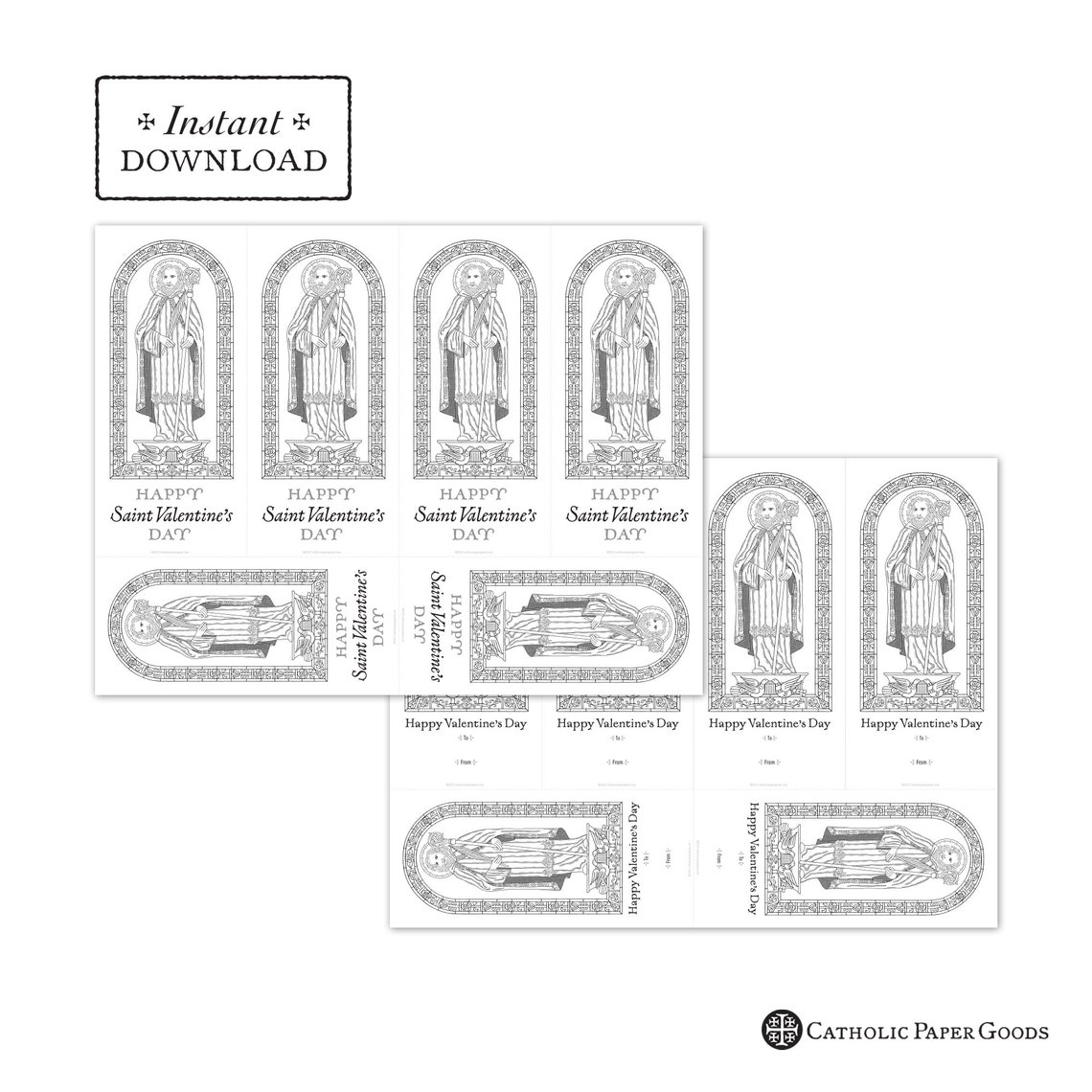 St. Valentine Printable Coloring Page Catholic Exchange Cards - Etsy