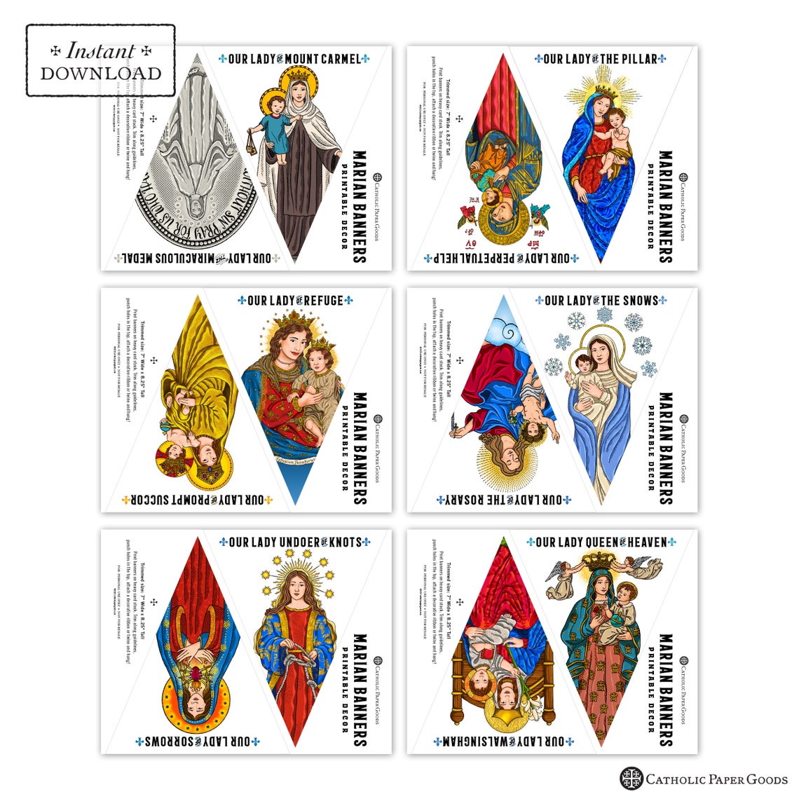 Printable Marian Titles Banners: Catholic Decor (PDF Download) - Etsy