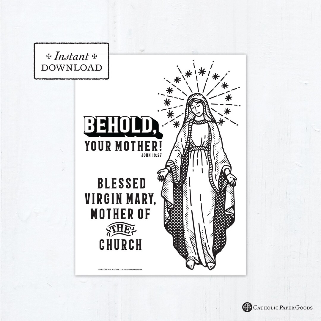 Blessed Virgin Mary Mother of the Church Catholic Coloring Page ...