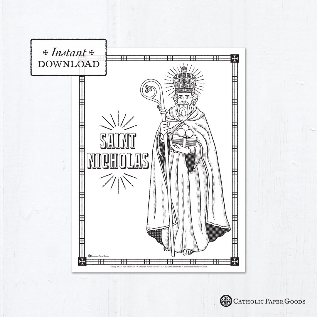Catholic Coloring Page - Saint Nicholas - Catholic Saints - Printable ...