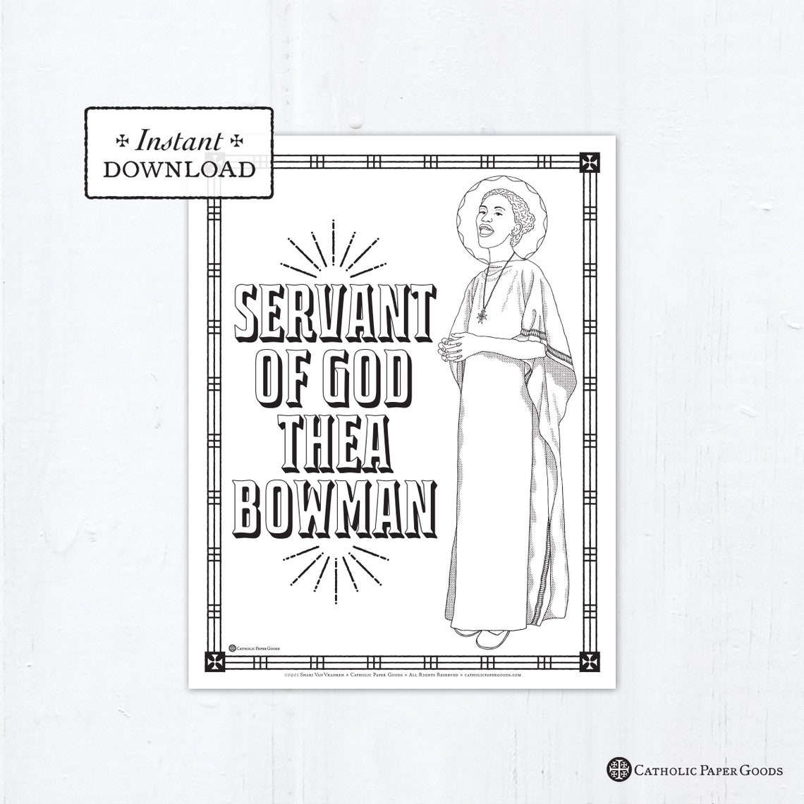 Catholic Coloring Page Servant of God Thea Bowman Coloring - Etsy