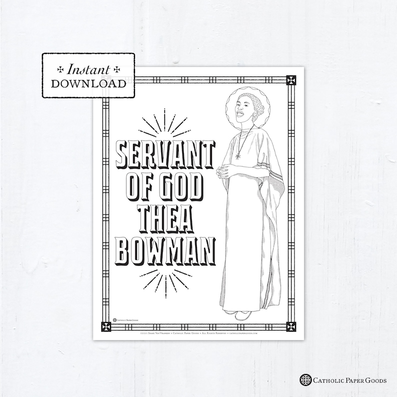 Catholic Coloring Page Servant of God Thea Bowman Coloring | Etsy