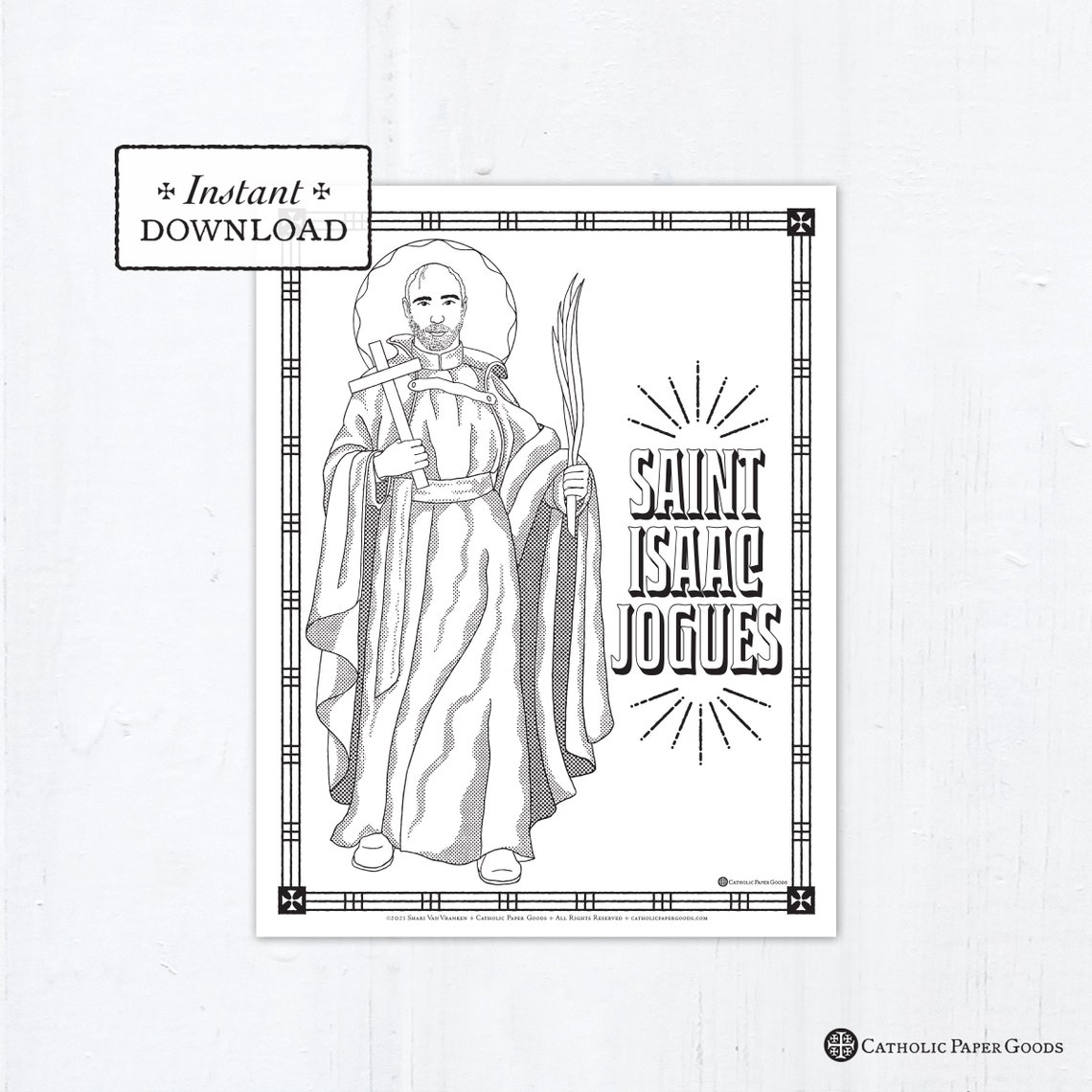 Catholic Coloring Page Saint Isaac Jogues Coloring Page - Etsy
