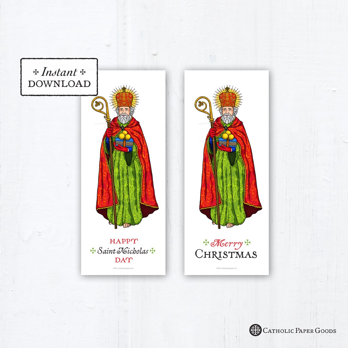 St. Nicholas Printable Candy Cane Treat Cards, Instant Downloadable PDF ...