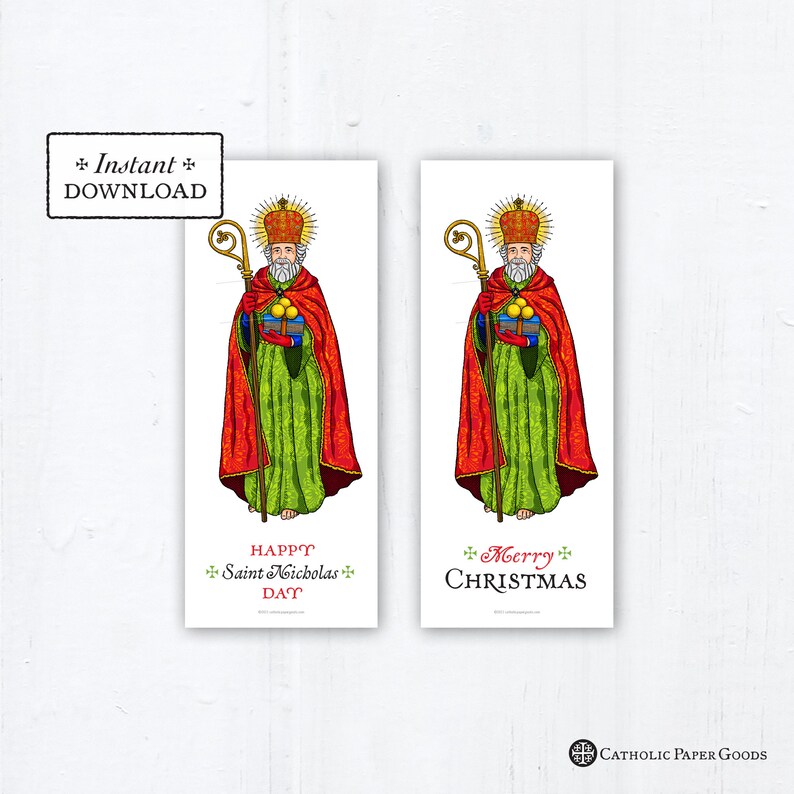 St. Nicholas Printable Candy Cane Treat Cards, Instant Downloadable PDF ...