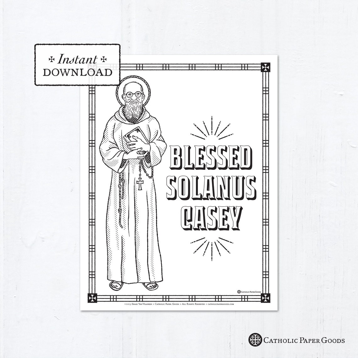 Catholic Coloring Page Blessed Solanus Casey Catholic - Etsy