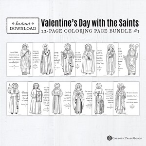 Catholic Saints Valentine Coloring Page Bundle of 36 Black & White ...