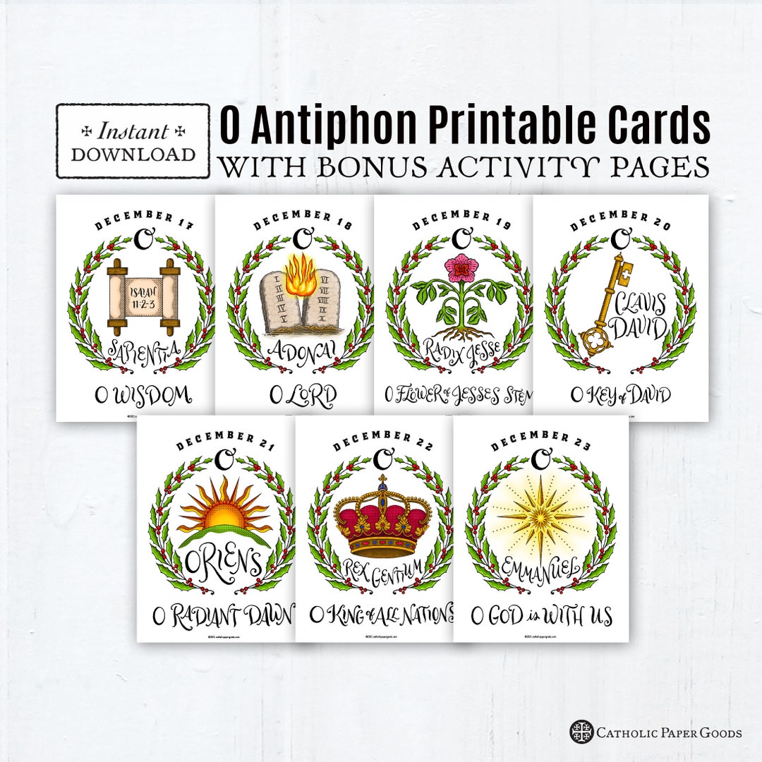 O Antiphon Printable Cards, Color With Bonus O Antiphon Activity Pages ...