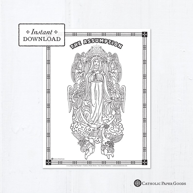 Catholic Coloring Page The Assumption of Mary Catholic | Etsy