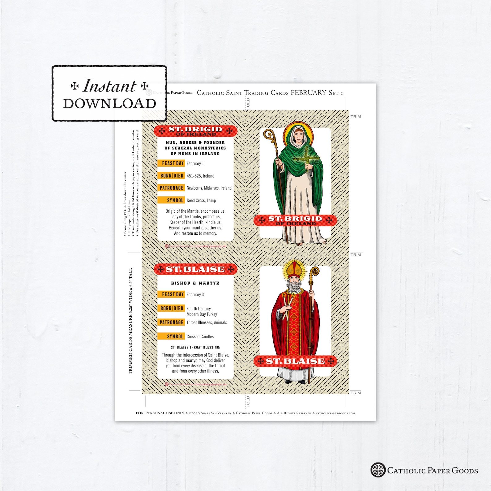 Catholic Saint Trading Cards February Set 1 Printable - Etsy