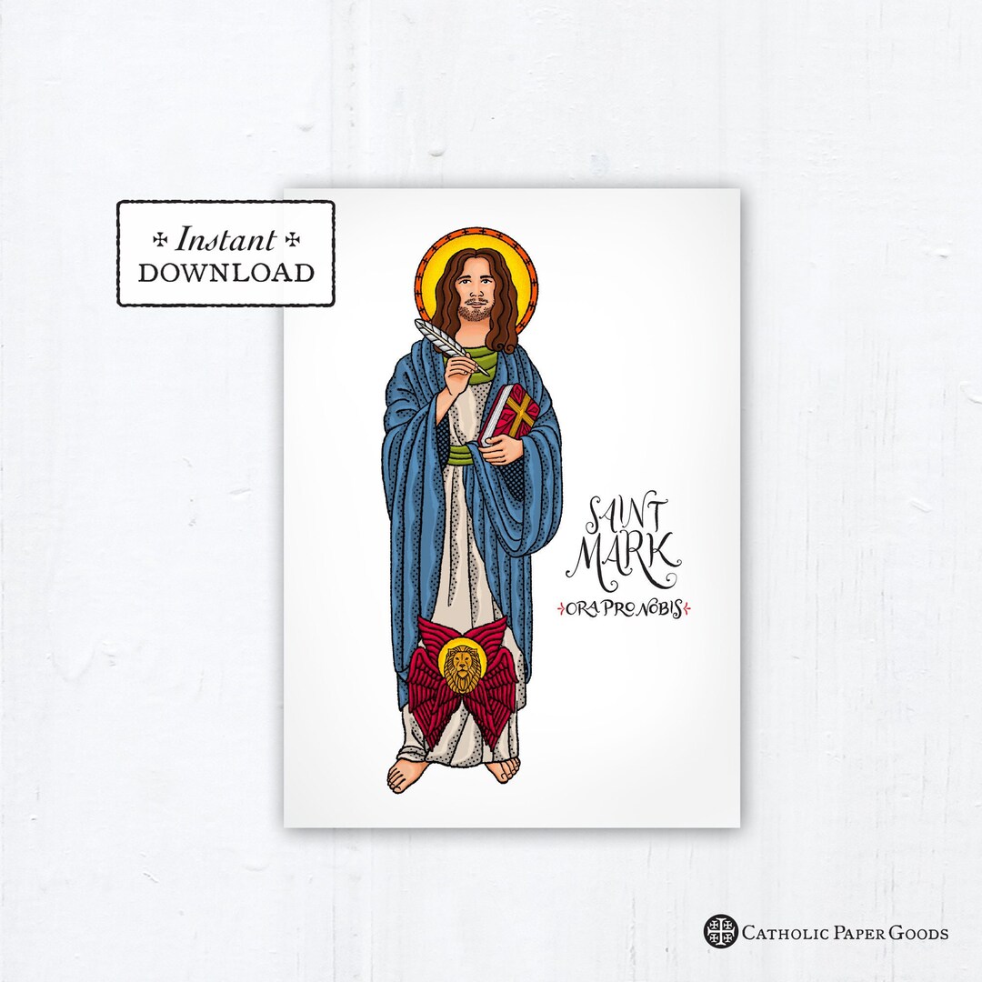 St. Mark Card - Art Print - Instant Download - DIY Downloadable PDF 5 ...