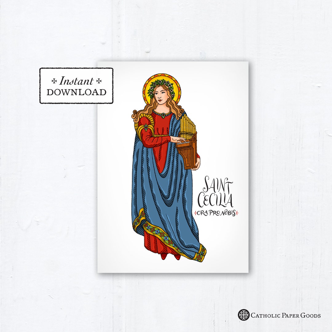 Saint Cecilia Card Art Print Instant Download DIY Downloadable PDF 5x7 ...