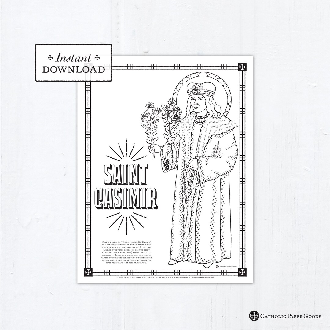 Catholic Coloring Page - Saint Casimir - Catholic Saints - Printable ...