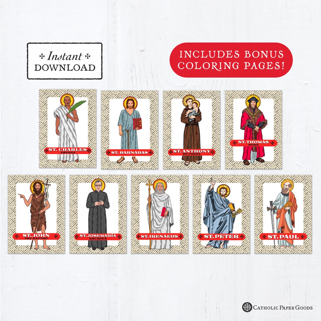 Catholic Saint Trading Cards June Set #1 - Printable - PLUS Bonus ...