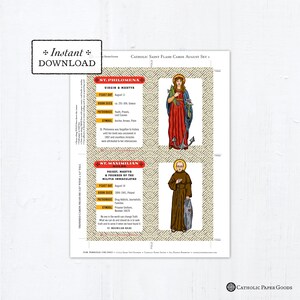 Catholic Saint Flash Cards August Set #1 - Printable - PLUS Bonus ...