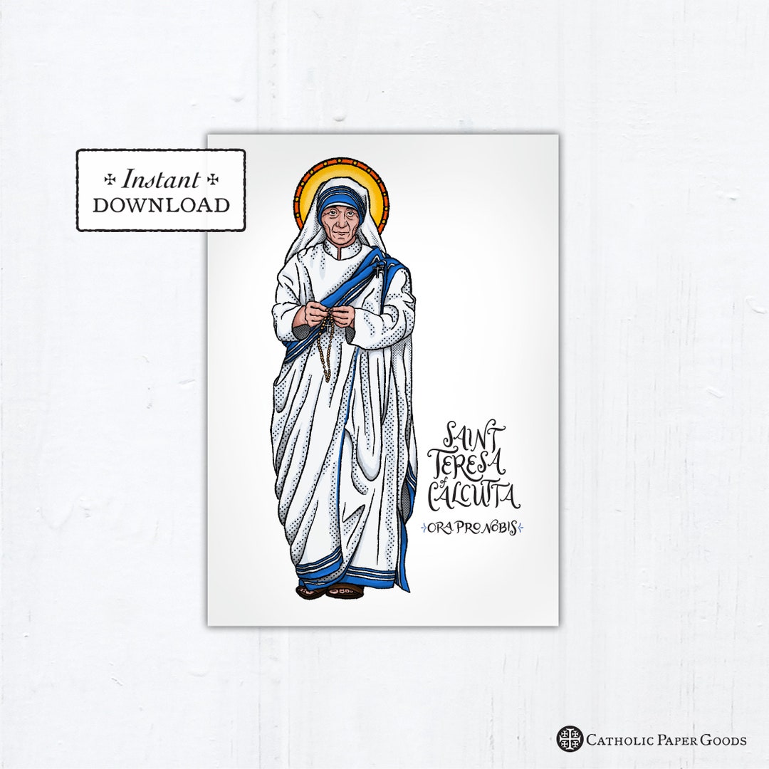 Saint Teresa of Calcutta Card, Art Print, Instant Download, Printable ...