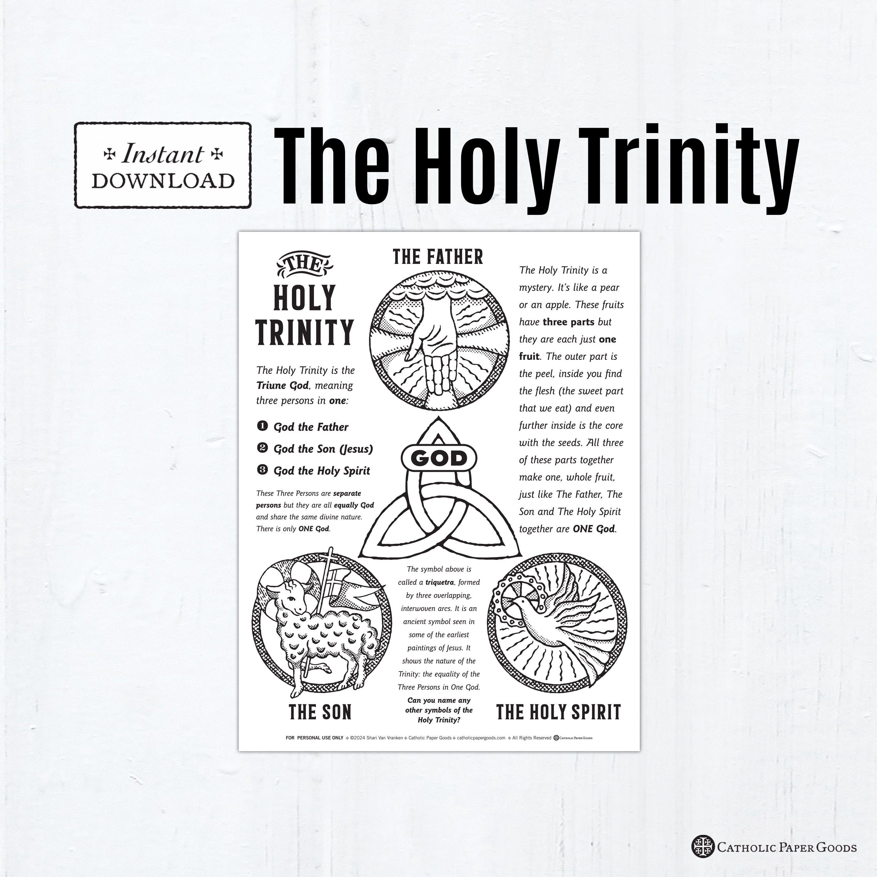 The Holy Trinity Catholic Coloring Page, Trinity Sunday Activity ...