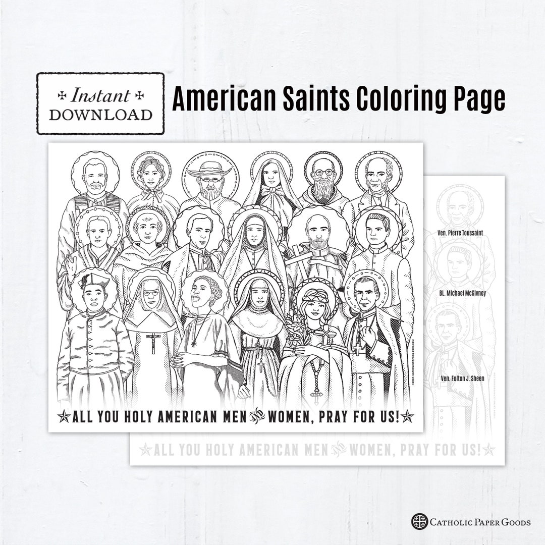 American Saints Coloring Page: Catholic Saints With Guide (printable ...