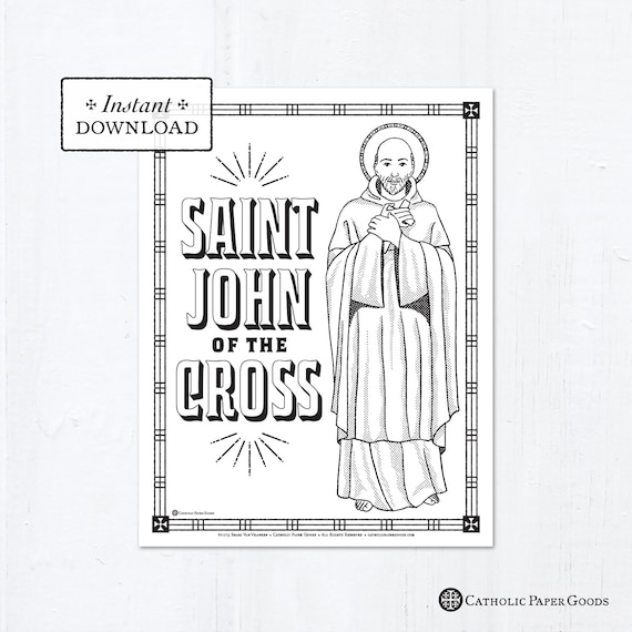 Catholic Coloring Page Saint John of the Cross Catholic - Etsy