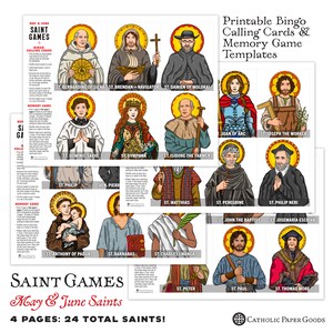 Saint Bingo Game, Saint Memory Game, May & June Saints, Catholic Games ...