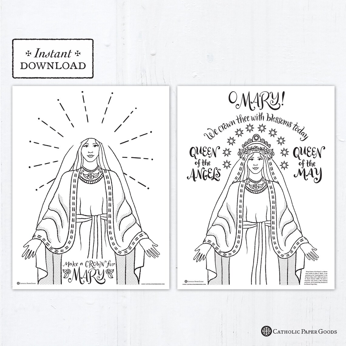 May Crowning Marian Catholic Coloring Pages 4 Printable - Etsy