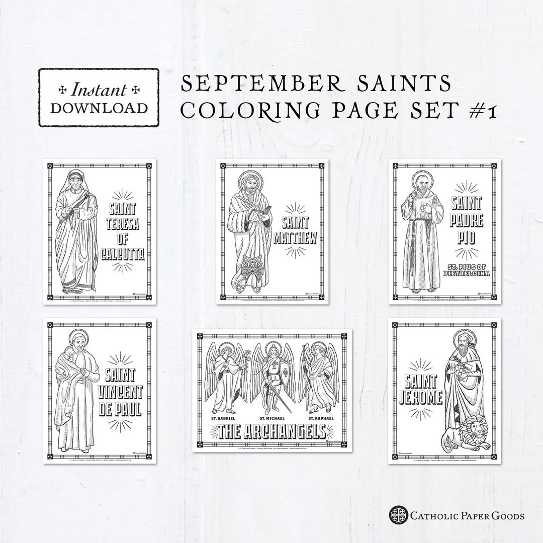 Catholic Saints Coloring Pages: September Set 1 (PDF) - Etsy