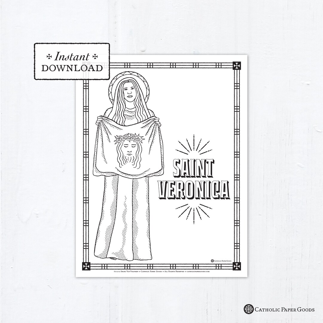 Saint Veronica Catholic Coloring Page, Catholic Saints, Printable ...