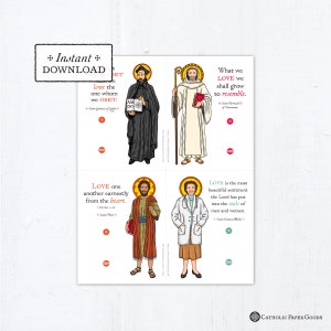 Catholic Saints Valentine Exchange Cards Set 3 - Printable - DIY ...