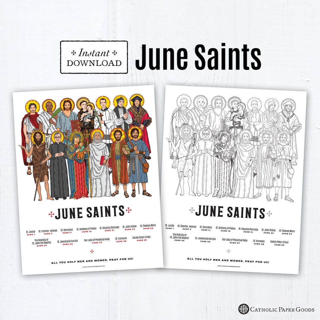 June Saints Printable Guide & Coloring Page (PDF) - Etsy