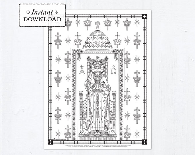 Christ the King Crown Printable Coloring Page Sheet Lazy Liturgical ...