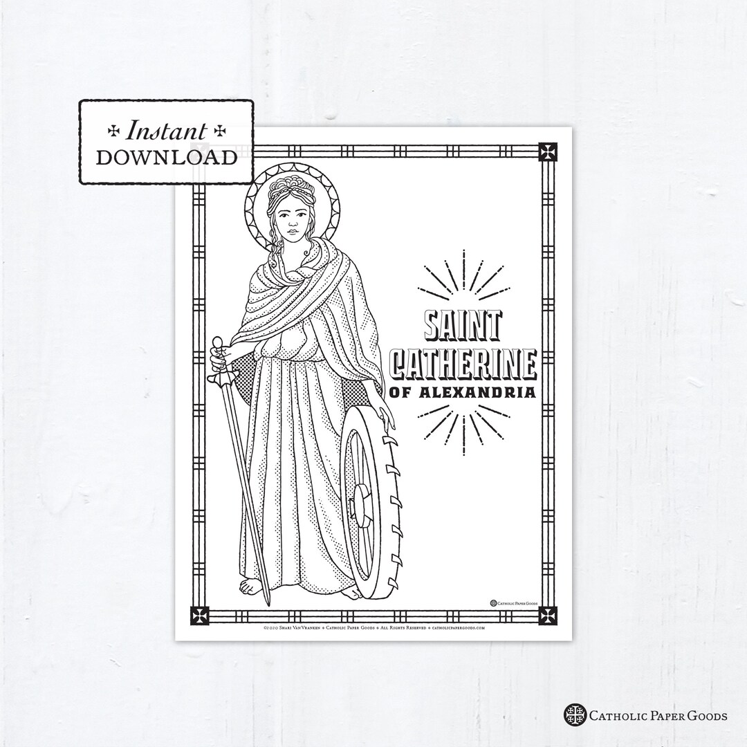 Saint Catherine of Alexandria Coloring Page: Catholic Saints (PDF) - Etsy