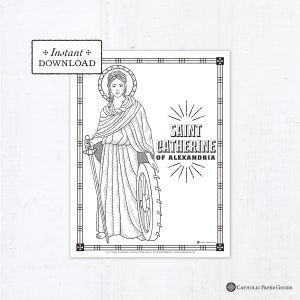 Saint Catherine of Alexandria Coloring Page: Catholic Saints (PDF) - Etsy