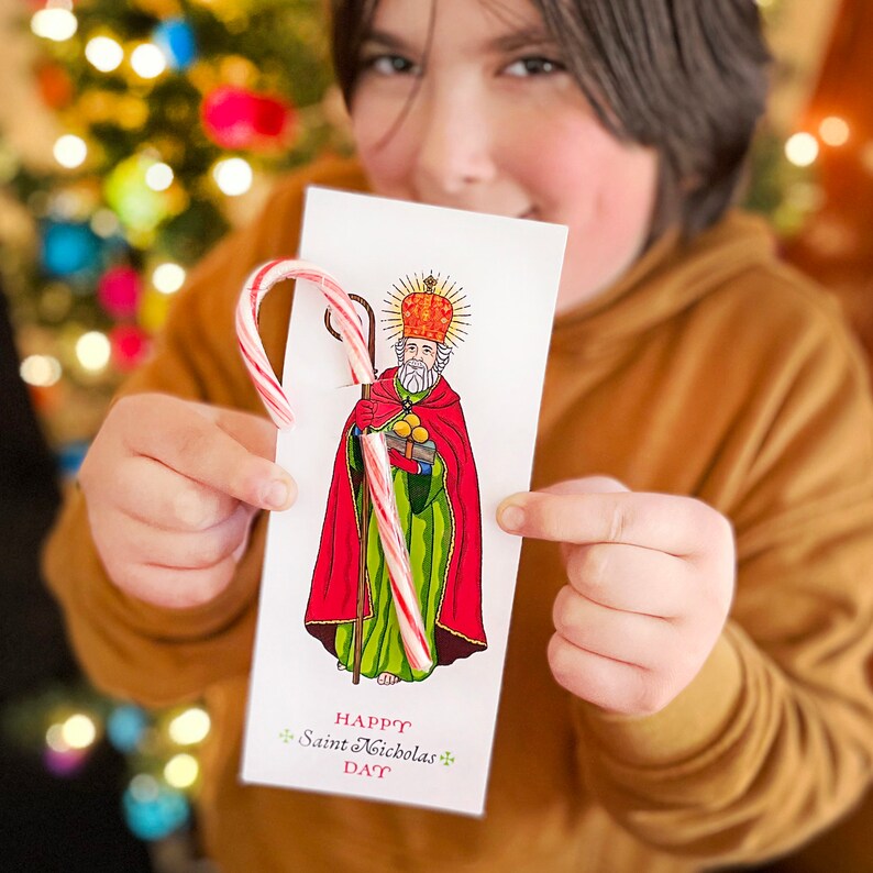 Parish License, St. Nicholas Printable Candy Cane Treat Cards, Instant ...
