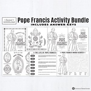 Pope Francis Activity Bundle: Coloring Pages, Timeline, Word Search ...