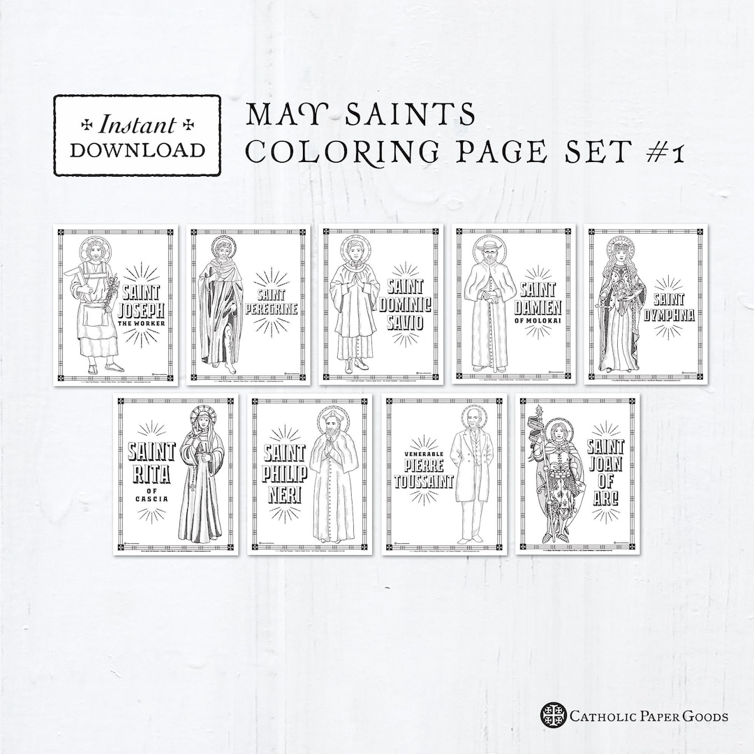 Catholic Coloring Pages - May Saints Set #1 - Bundle of 9 - Catholic ...