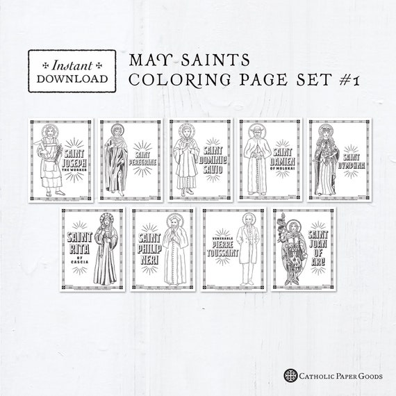 Catholic Coloring Pages May Saints Set 1 Bundle of 9 | Etsy