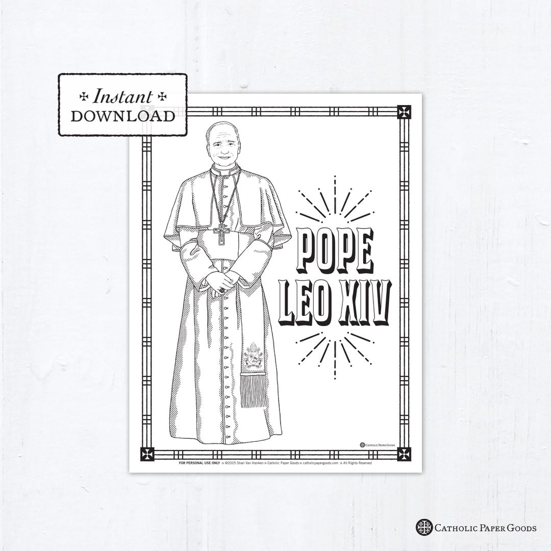 Pope Leo XIV Coloring Page: Catholic Printable (PDF) - Etsy