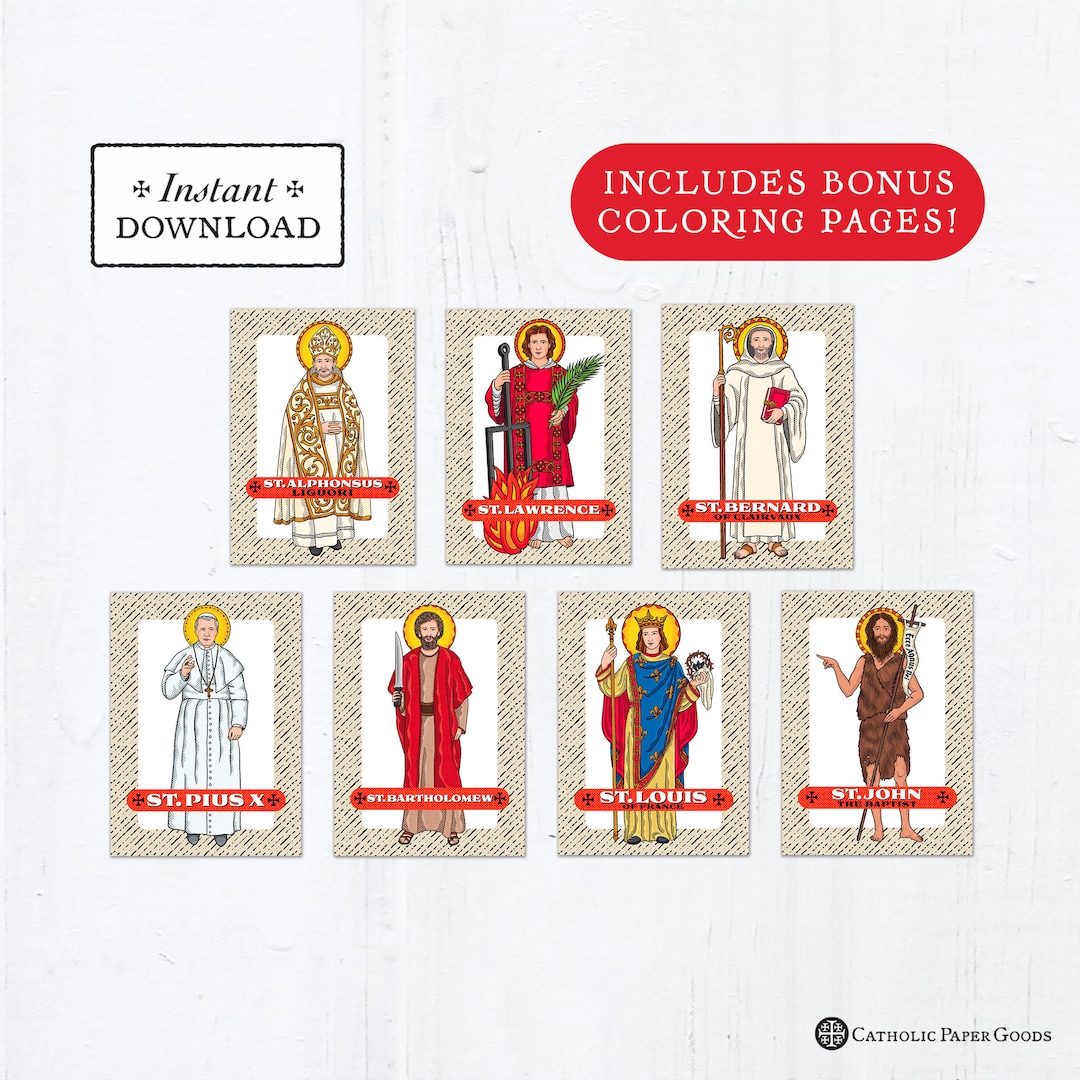 Catholic Saint Trading Cards August Set #2 - Printable - PLUS Bonus ...