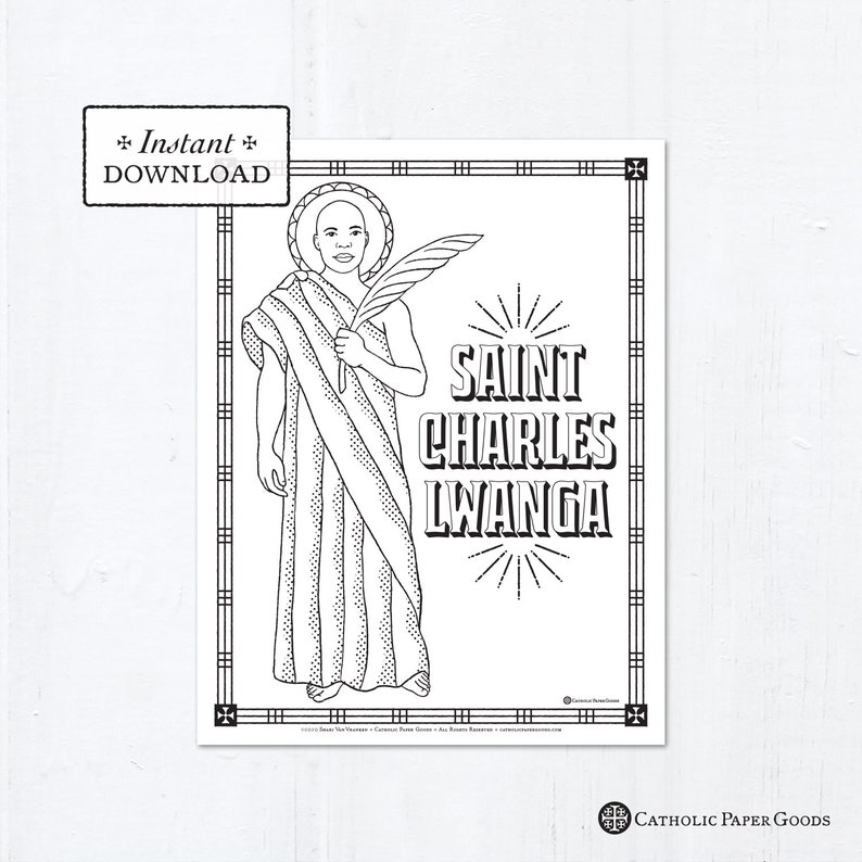 Saint Charles Lwanga Coloring Page: Catholic Saints (printable PDF) - Etsy