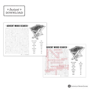 Advent Word Search Activity, Catholic Coloring Pages, 2 Versions With ...
