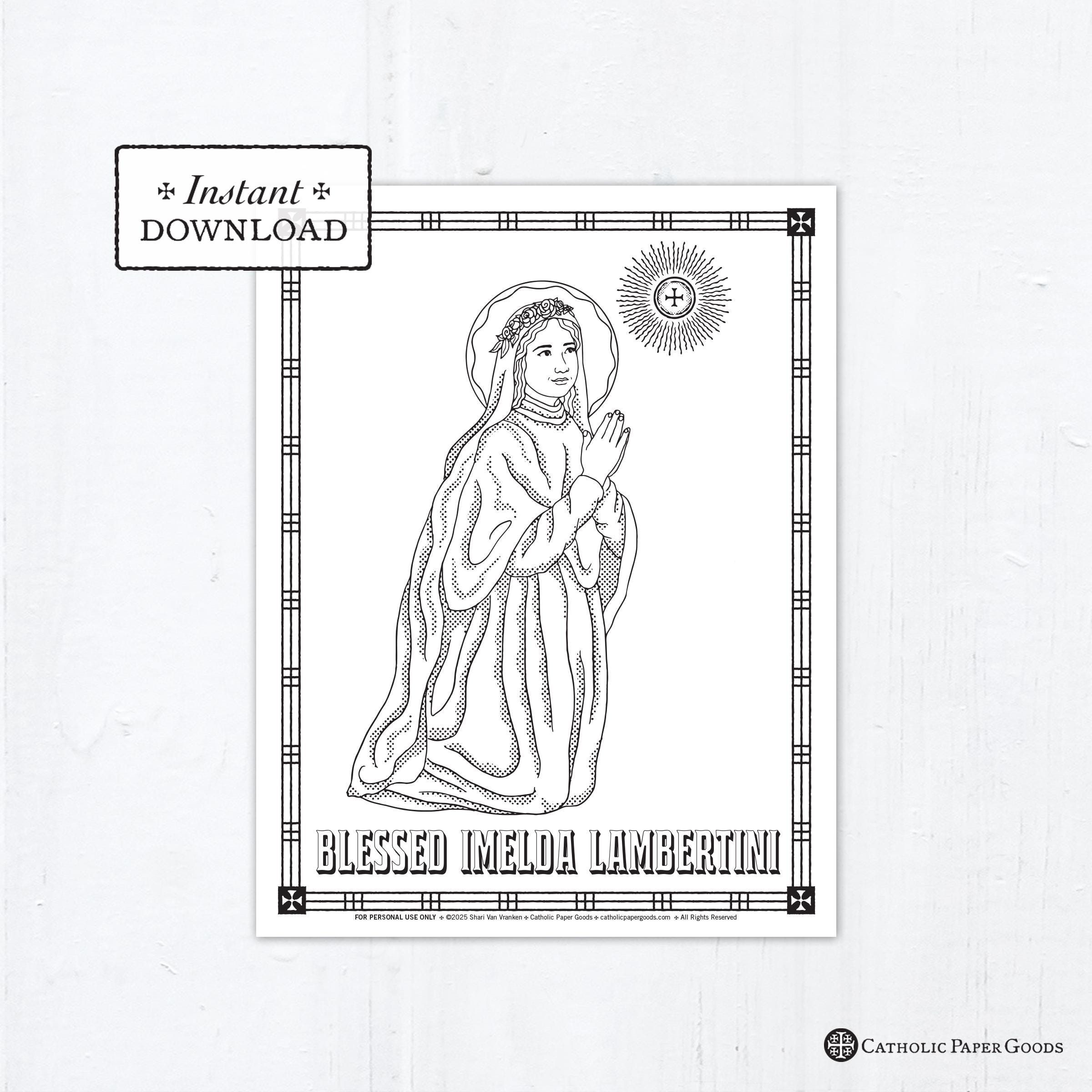 Blessed Imelda Lambertini Coloring Page, Catholic Coloring Page ...