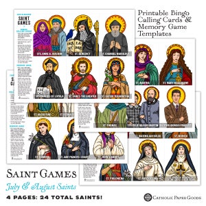 Saint Bingo Game, Saint Memory Game, July & August Saints, Catholic ...