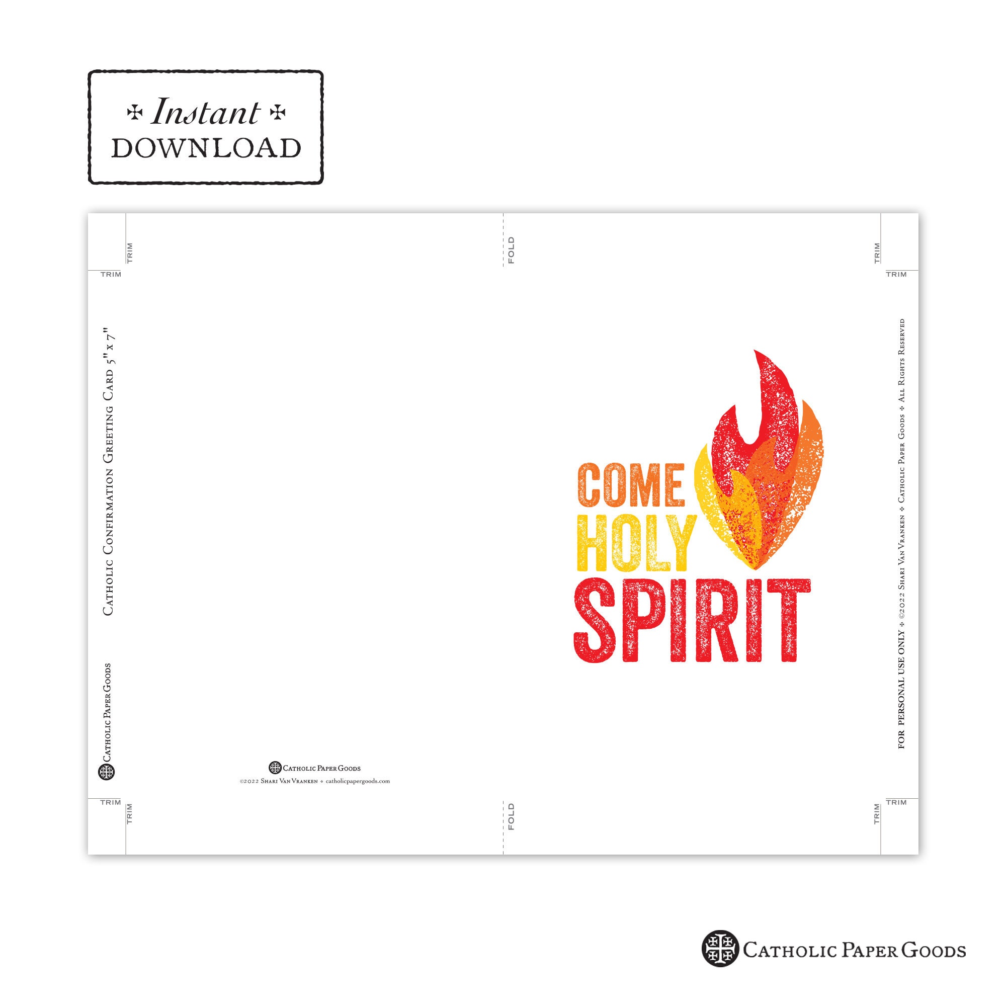 Come Holy Spirit Catholic Confirmation Greeting Card - Instant Download ...