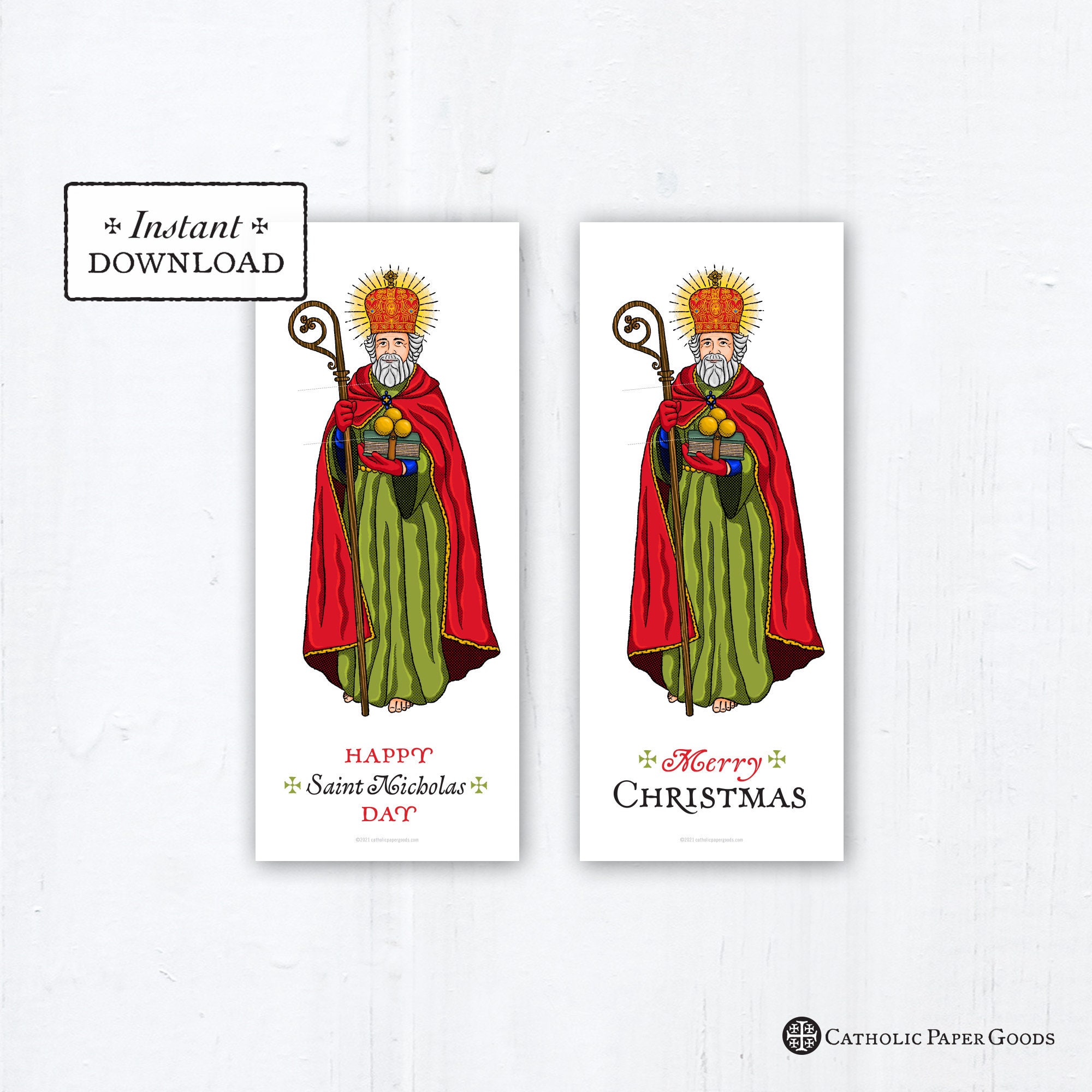 St. Nicholas Printable Candy Cane Treat Cards, Instant Downloadable PDF ...