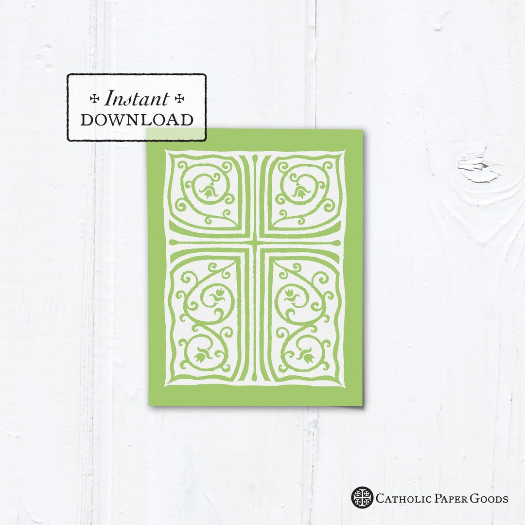 Catholic Green Cross Vines Multi-purpose Greeting Card Baptism - Etsy