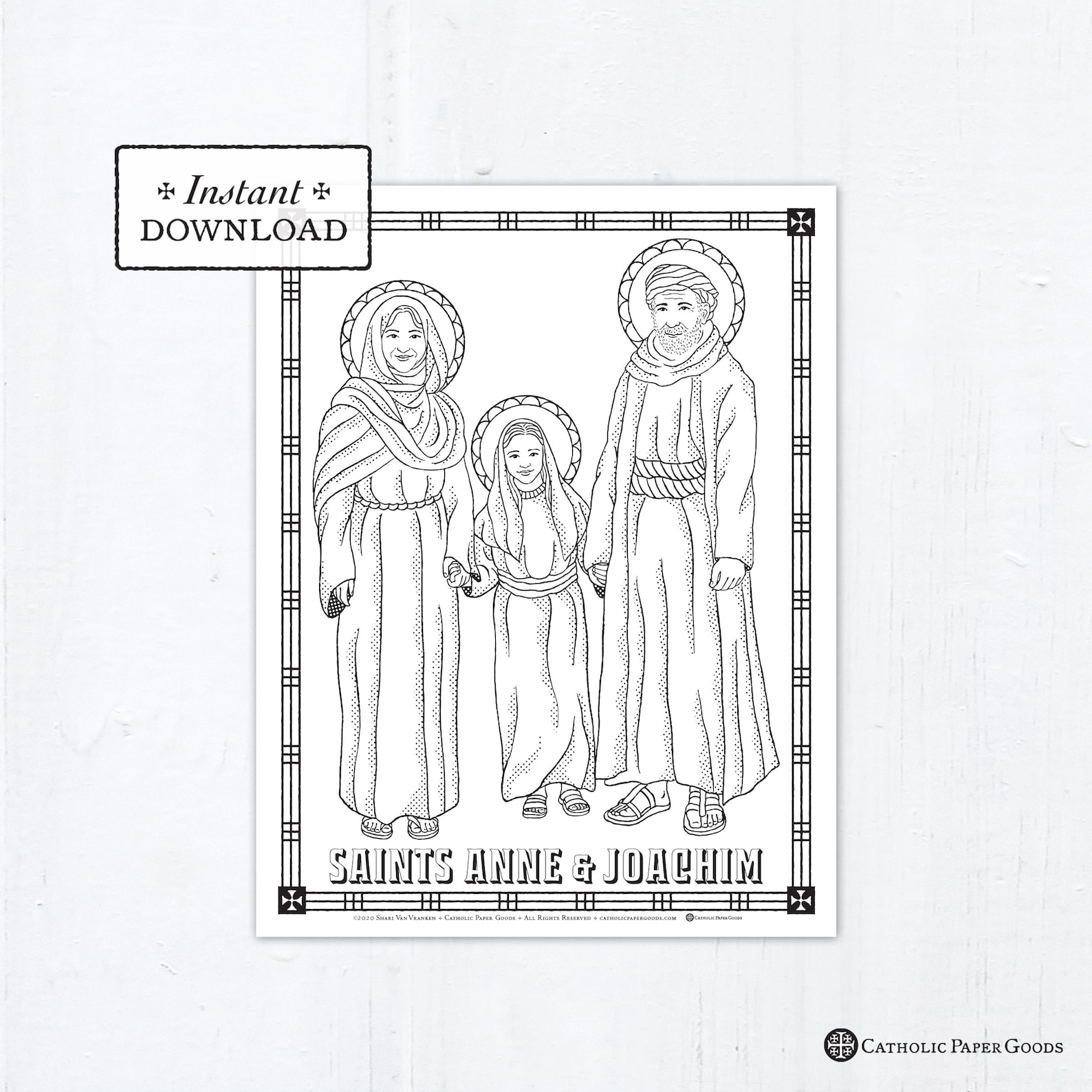 Catholic Coloring Page Saints Anne and Joachim Catholic - Etsy