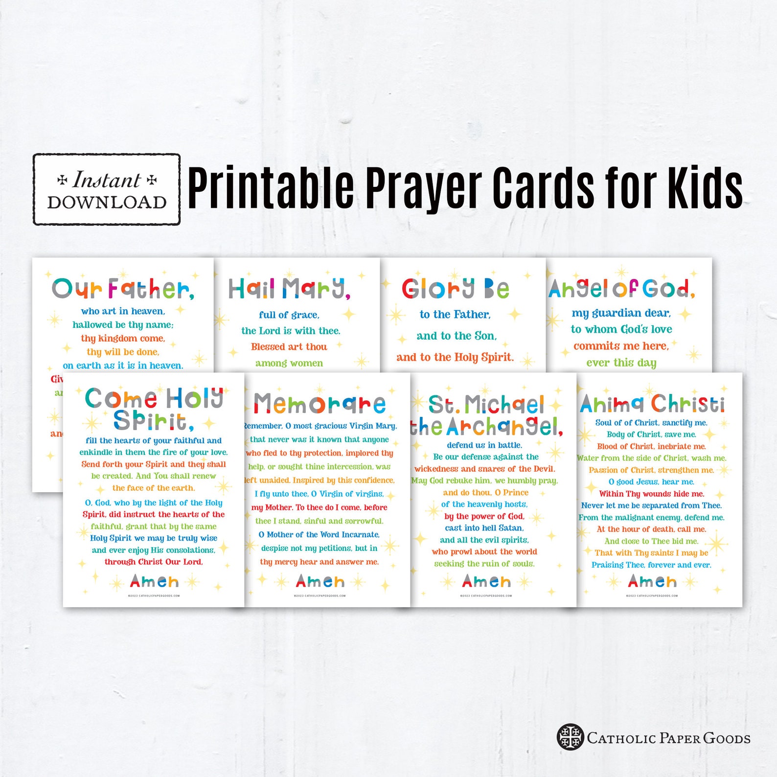 Basic Catholic Prayers for Kids Printable Prayer Cards - Etsy