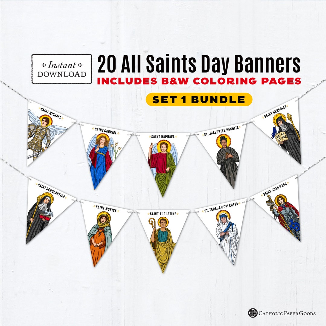 Printable All Saints Day Banner, Color & Coloring Page Banner, DIY ...